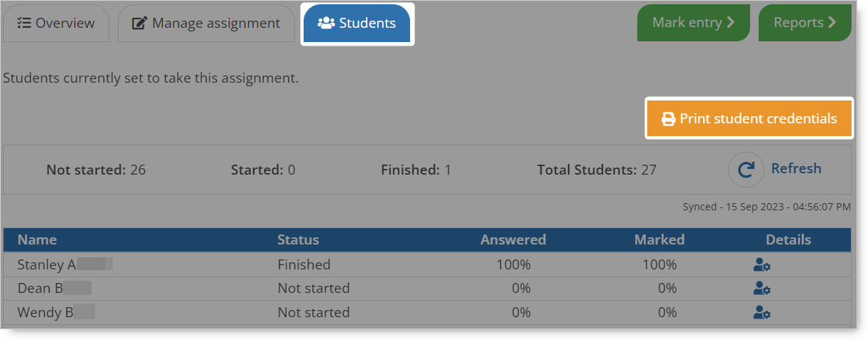 Distributing student credentials